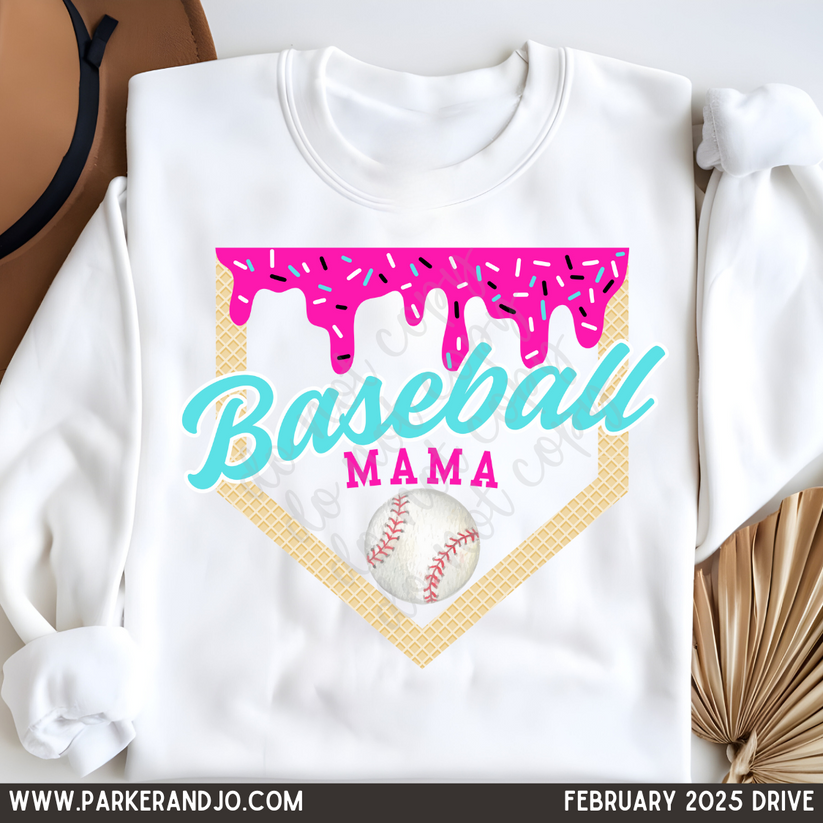 Baseball Mama Drip Pink & Teal png – Parker & Jo