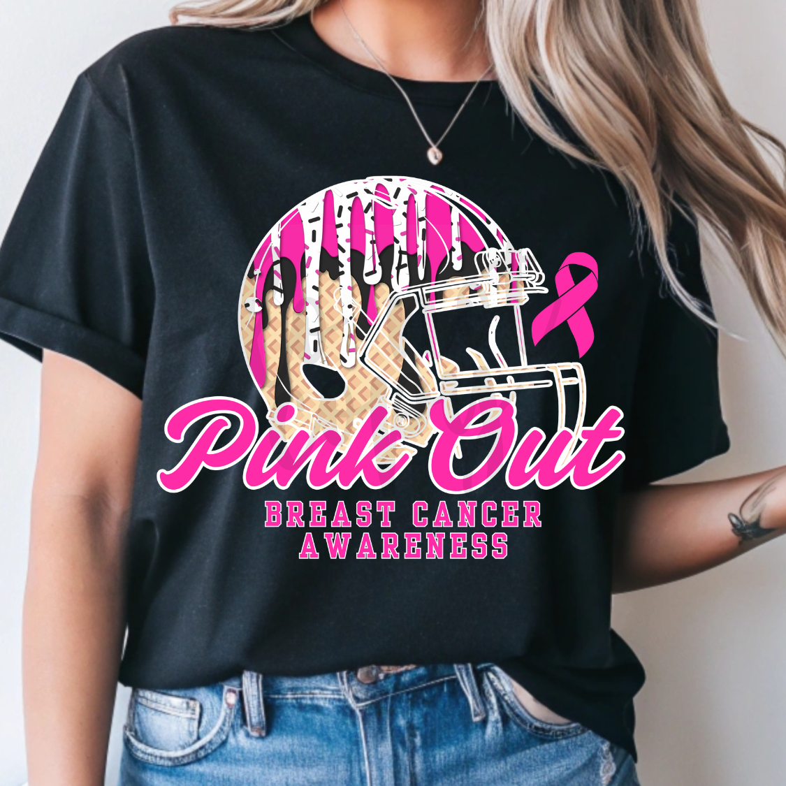 Pink Out Breast Cancer Awareness Football Drip png – Parker & Jo
