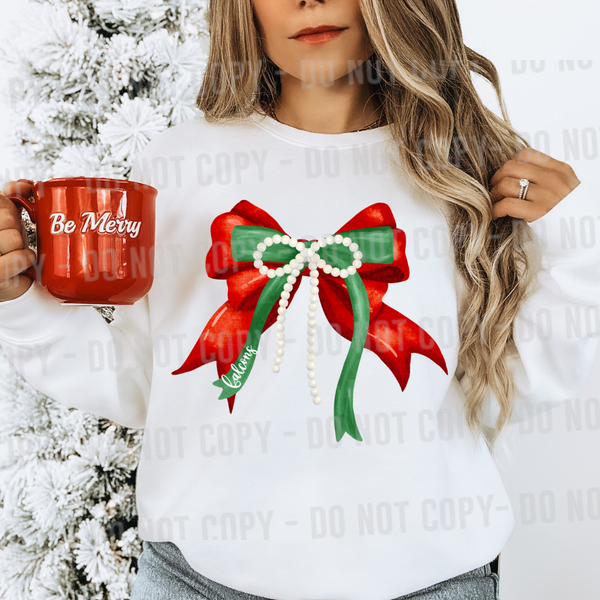 Christmas Bow Pearls Editable Canva Template – Parker & Jo