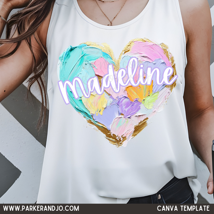 Pastel Painted Heart Custom Text Canva Template – Parker & Jo