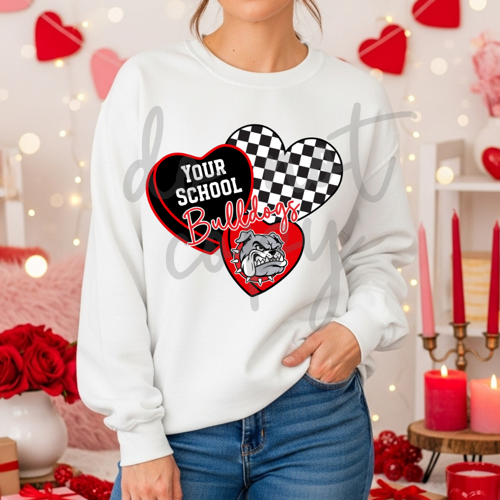 checkered conversation hearts mascot editable canva template – Parker & Jo