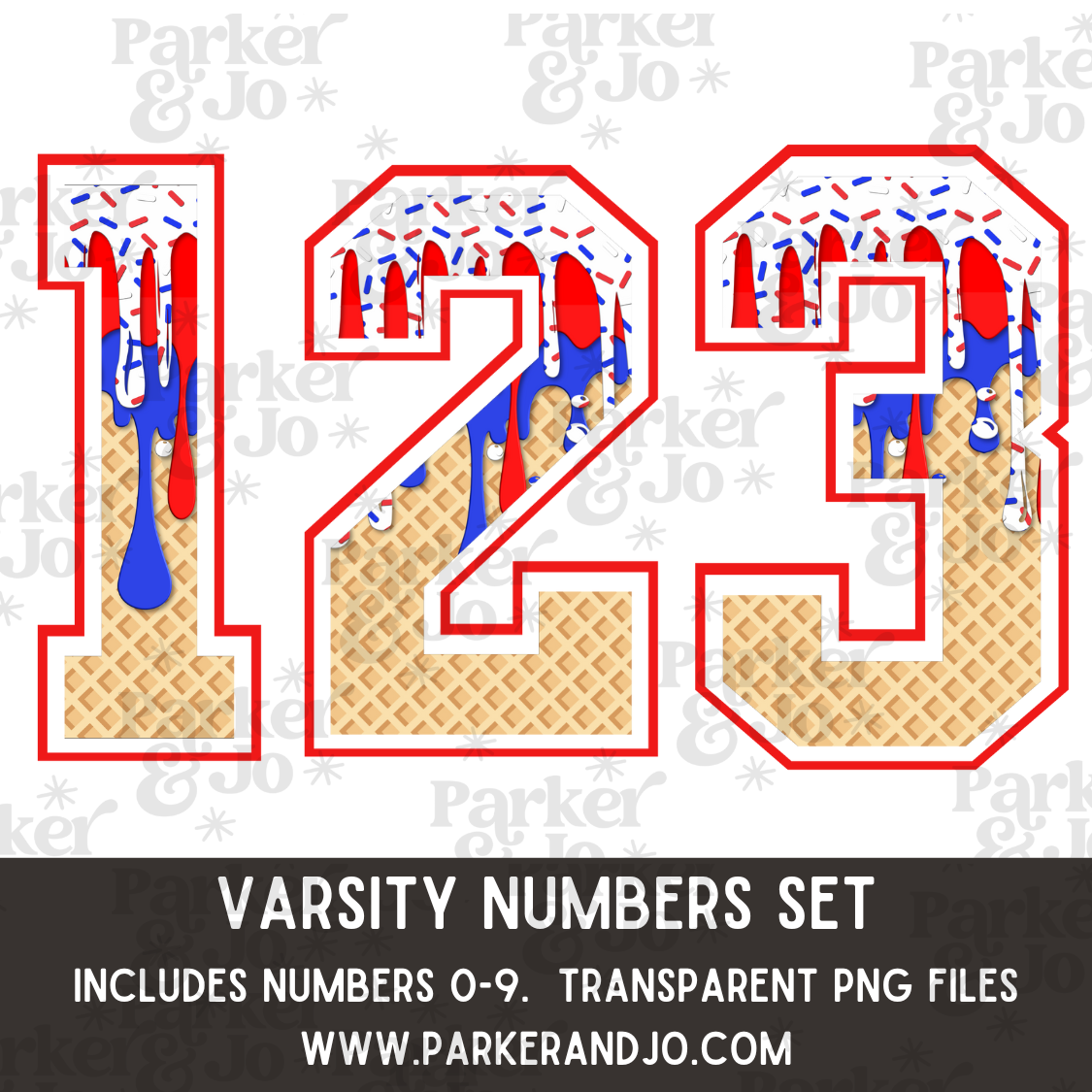 Red, White, and Blue Ice Cream Drip Numbers Set – Parker & Jo